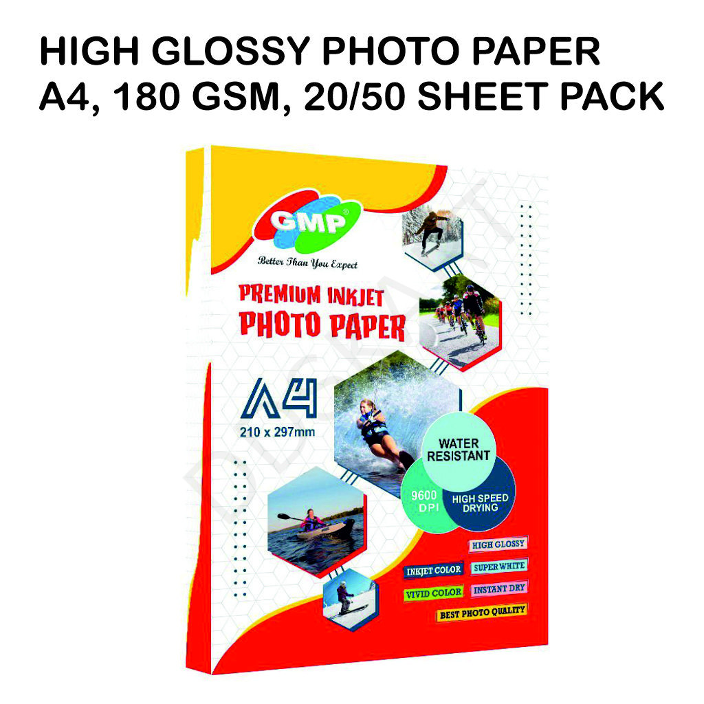 GMP A4 High Glossy 180gsm Double-Sided Inkjet Photo Paper