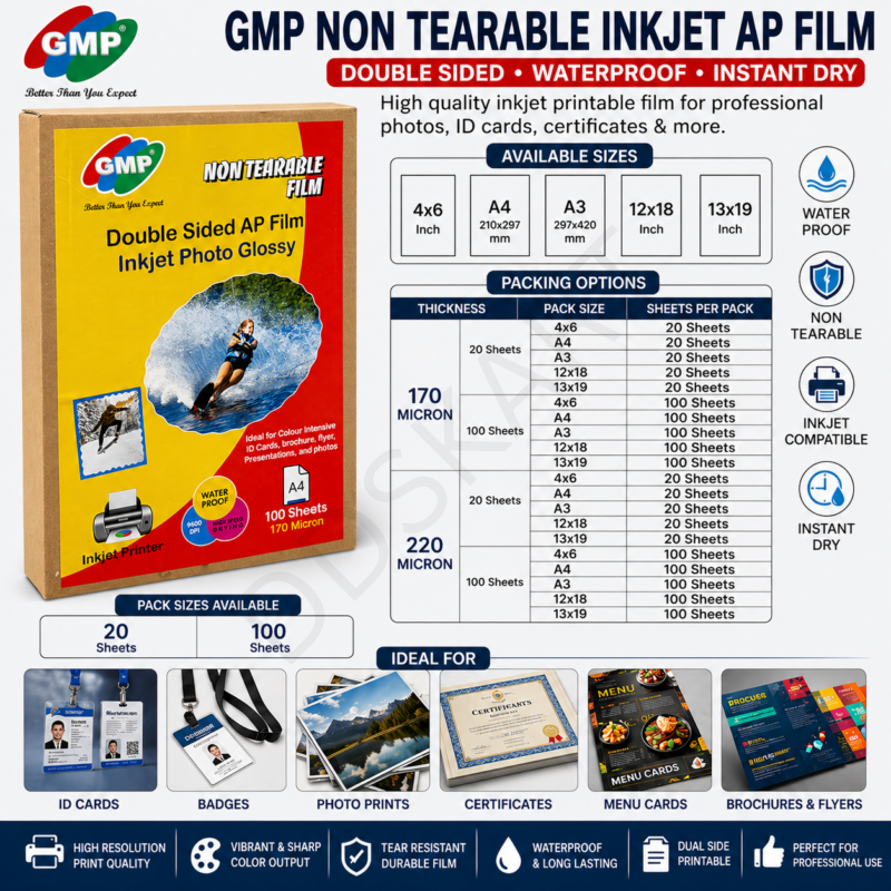 GMP Glossy Photo Paper A4 Inkjet – 130-230 GSM Quality Print