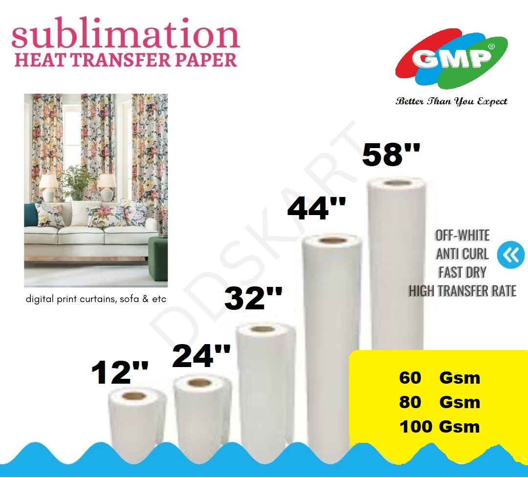 GMP 8.5,12,24,32,44"x 100m Multi Sublimation Transfer Paper Roll