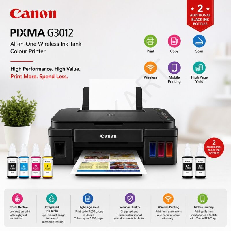 Canon Pixma G3012 Printer | All-in-One Wireless Ink Tank Colour