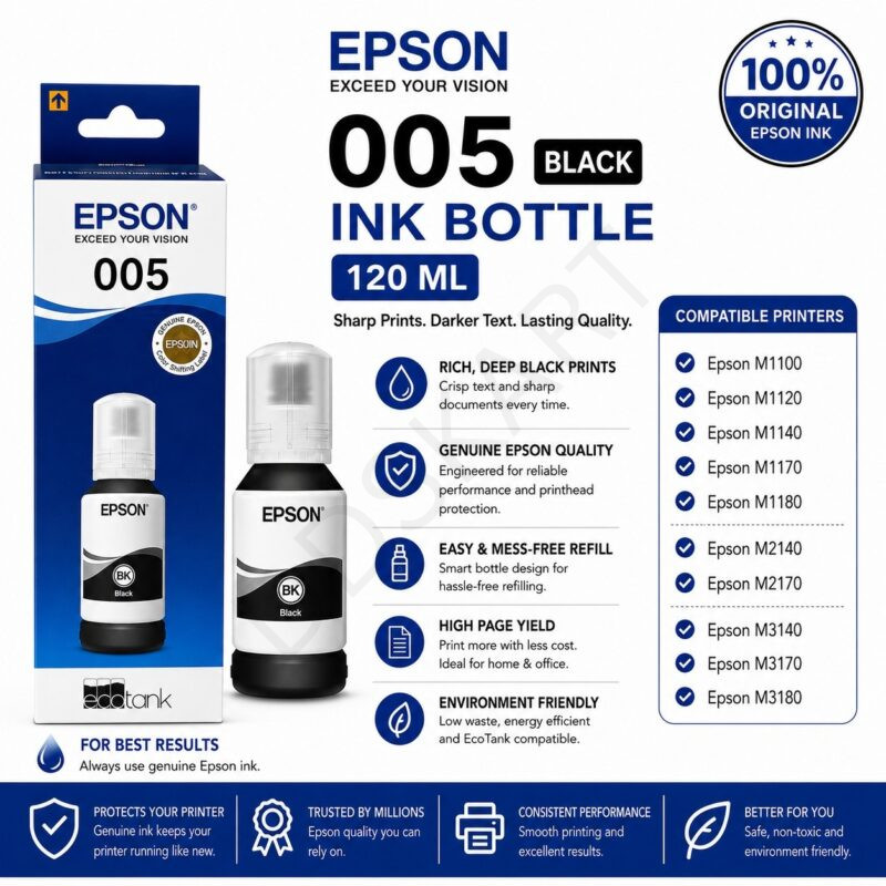 Epson 005 Black Ink Bottle Original 120ML for Epson M Series